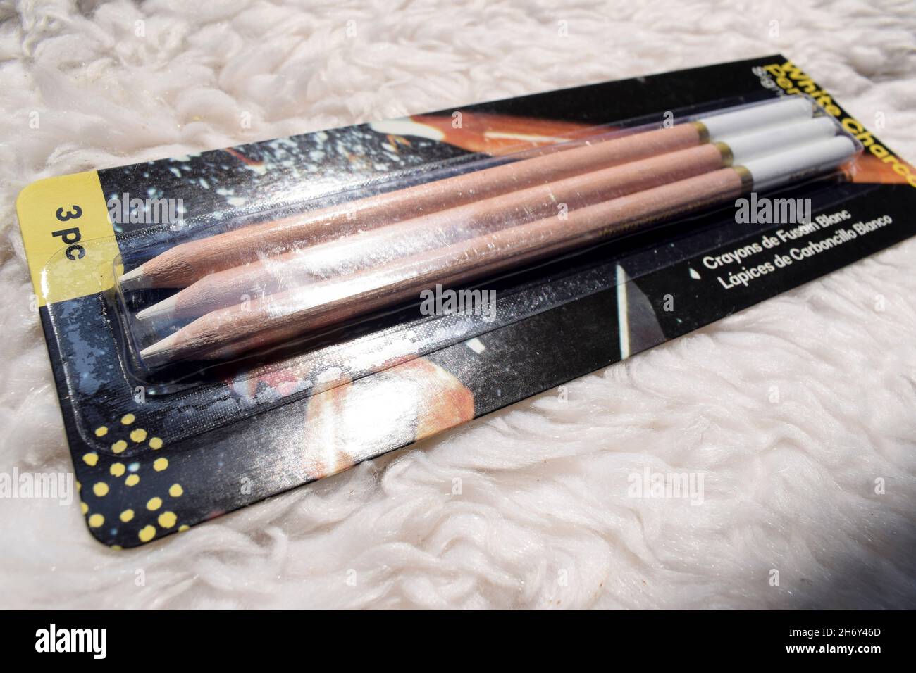 White charcoal pencil used in art sketching and colouring. art tools ...