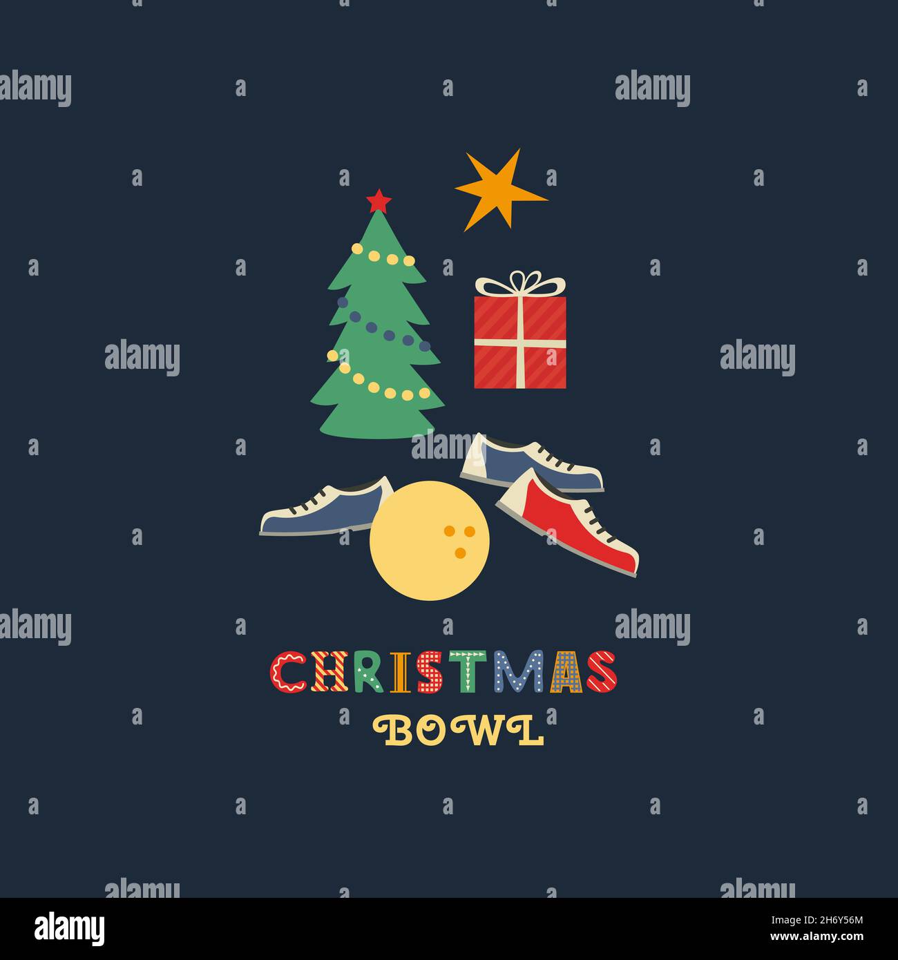 Christmas holiday bowling fancy vector icon Stock Vector Image & Art ...
