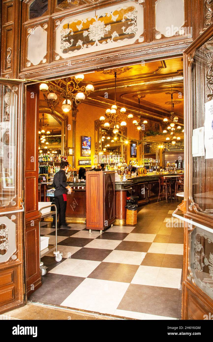 View inside Café Iruña also known as Hemingway's bar in the Spanish ...