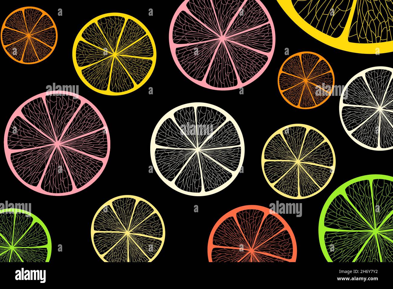 colorful lemon slices on black background Stock Photo - Alamy