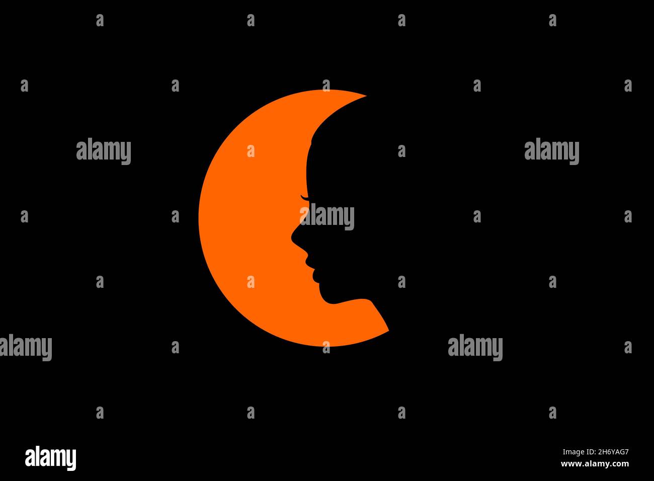 A crescent moon and a pretty face Stock Photo - Alamy