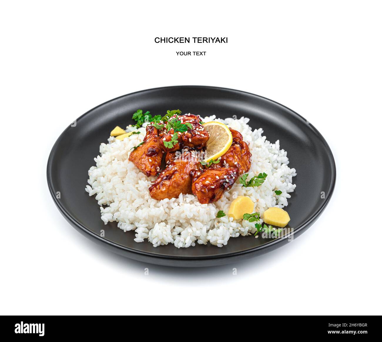 Teriyaki chicken isolated on a white background. Side view Stock Photo ...