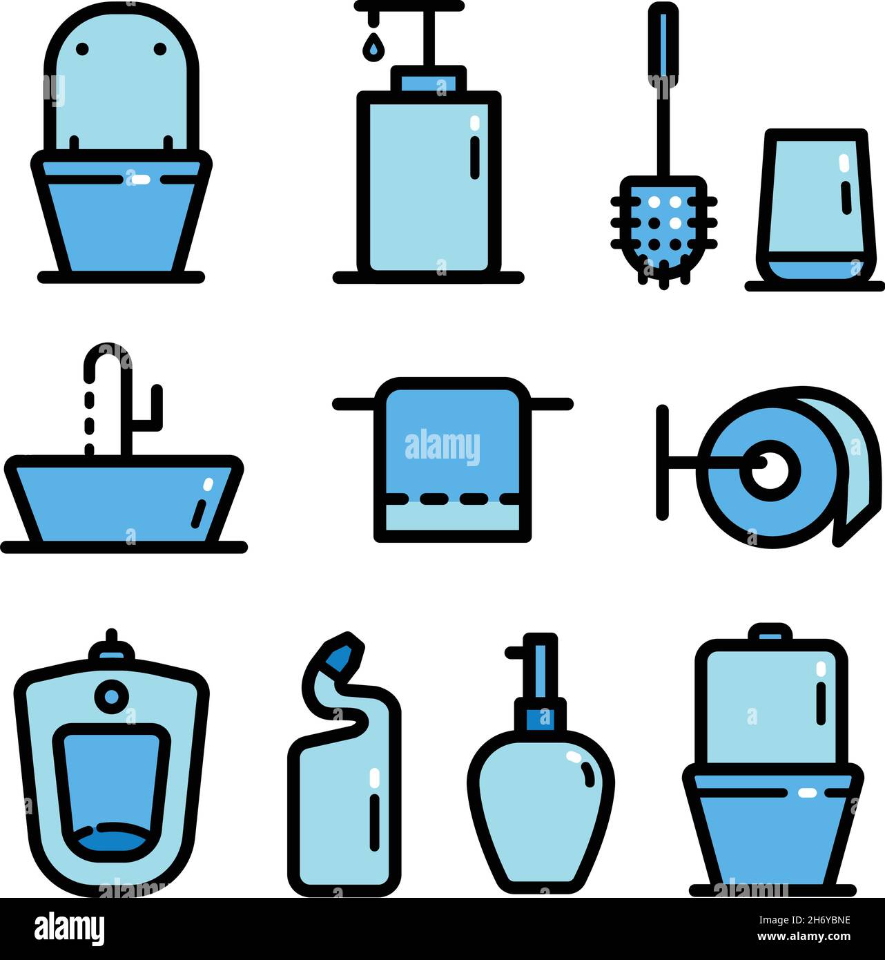 Set of sanitary icons such as Toilet, Towel, Restroom, Urinal, Toilet ...