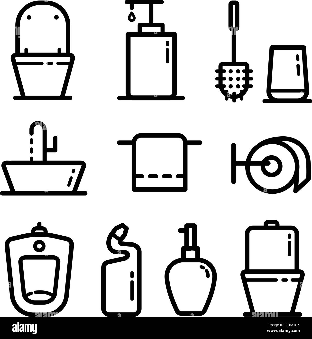 Set of sanitary icons such as Toilet, Towel, Restroom, Urinal, Toilet ...