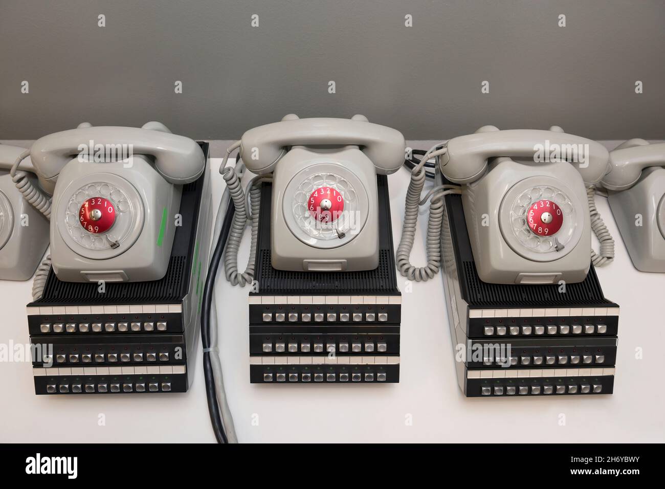 Old fashioned telephones Stock Photo - Alamy