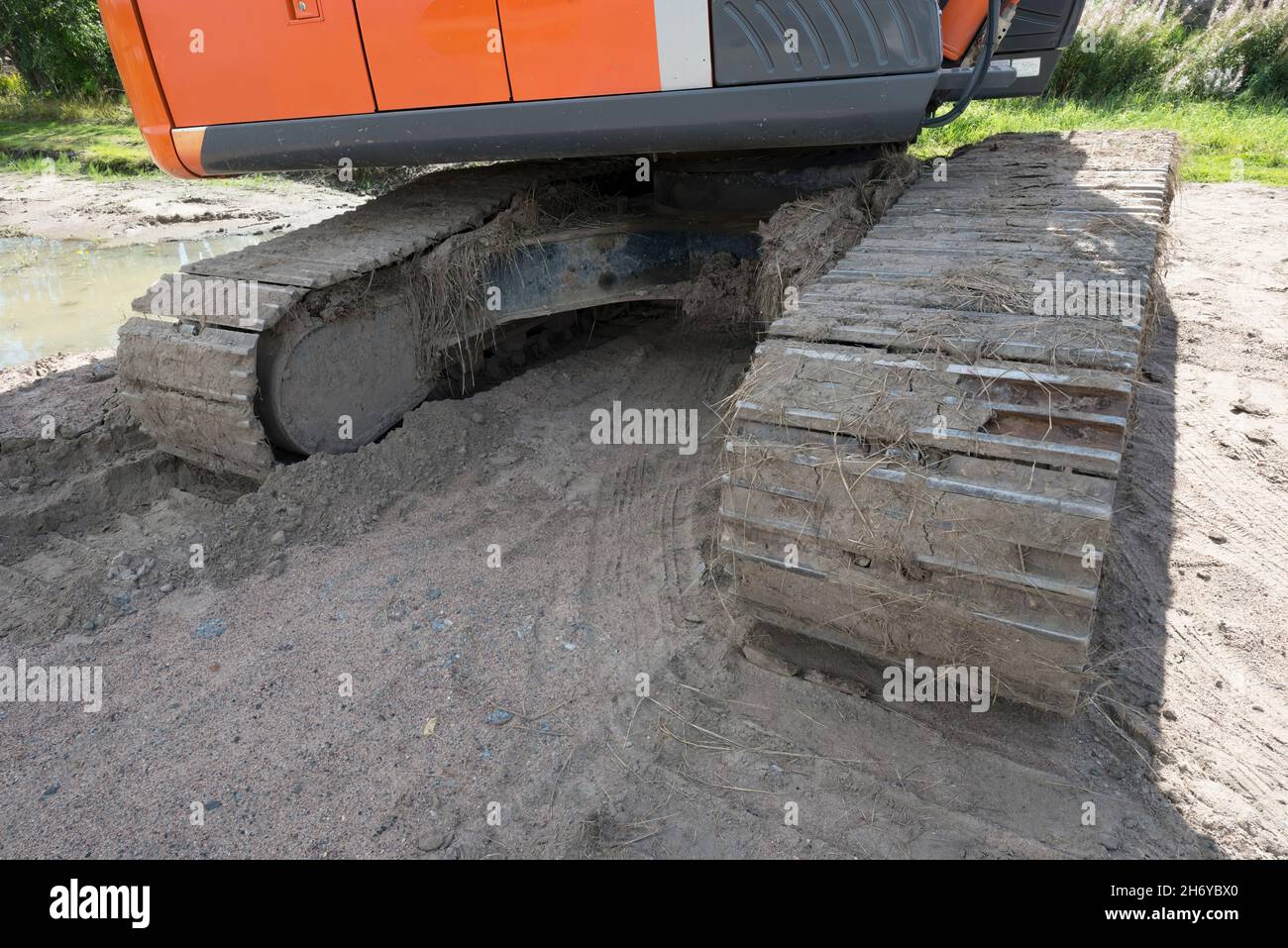 Earthworks construction heavy excavator machine hi-res stock ...