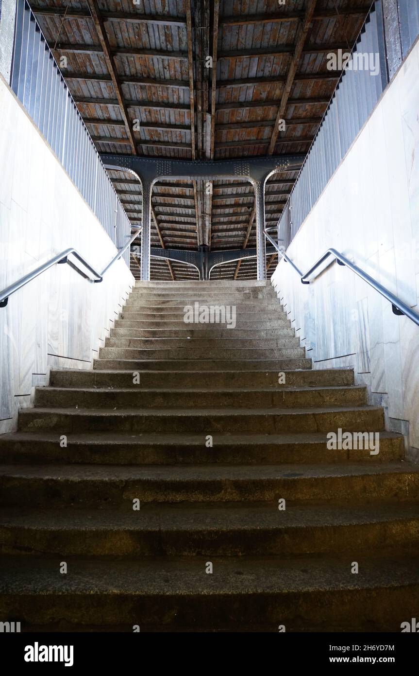 Staircase leading to an underground metro station Stock Photo - Alamy