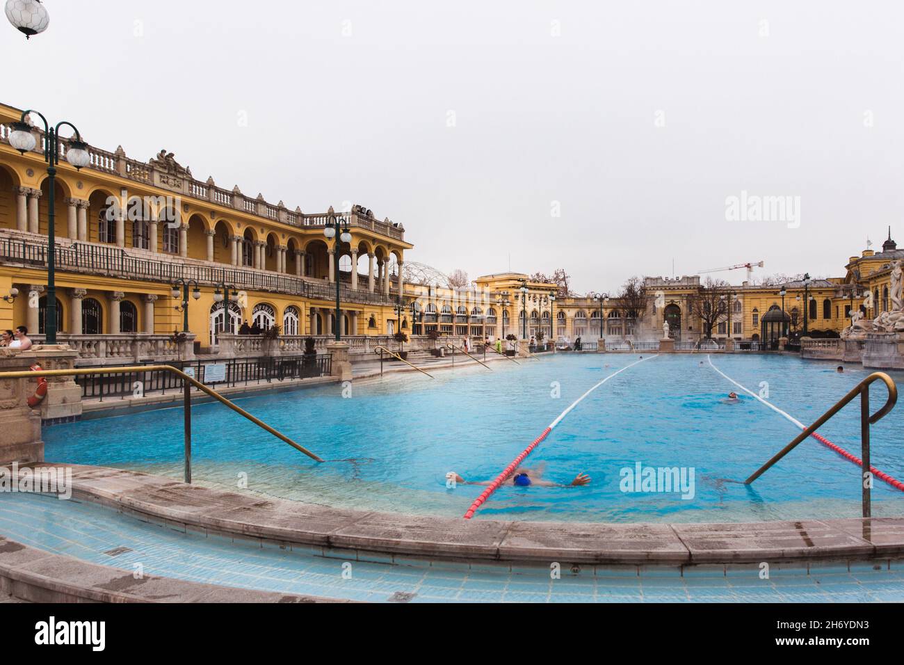 BUDAPEST, HUNGARY - January 24, 2019: The Szechenyi thermal bath in ...