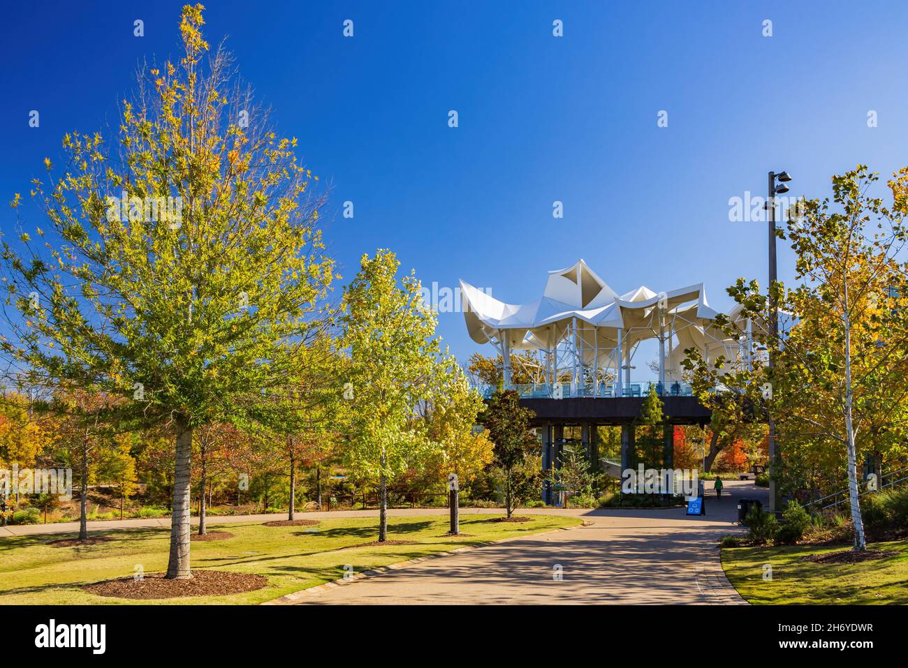 Beautiful fall color of the Gathering Place at Tulsa, Oklahoma Stock ...