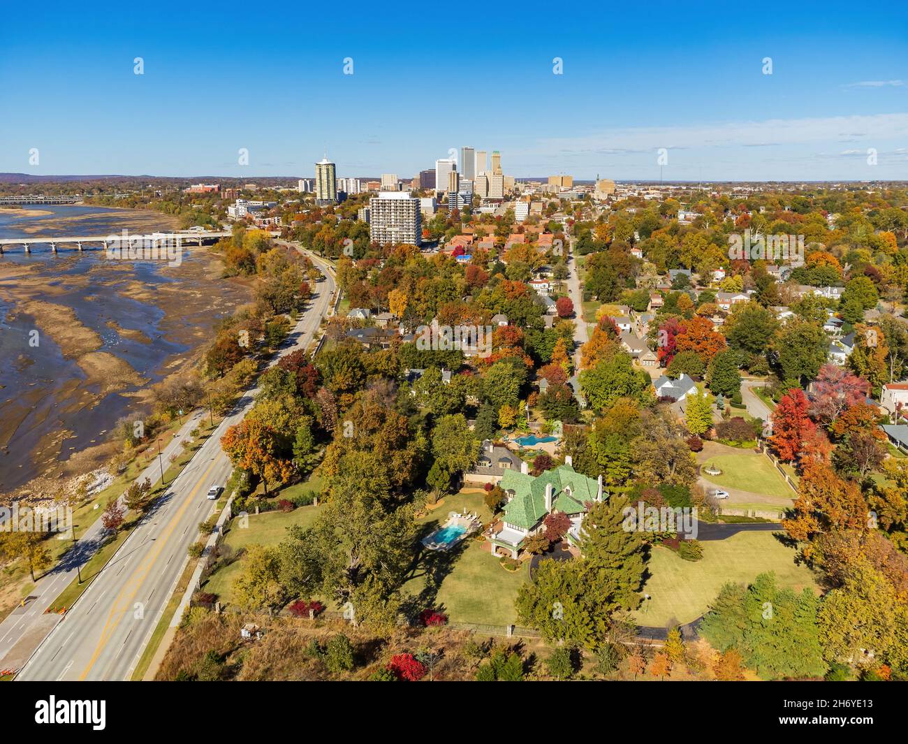 Aerial view of the Tulsa downtown and buildings at Oklahoma Stock Photo ...