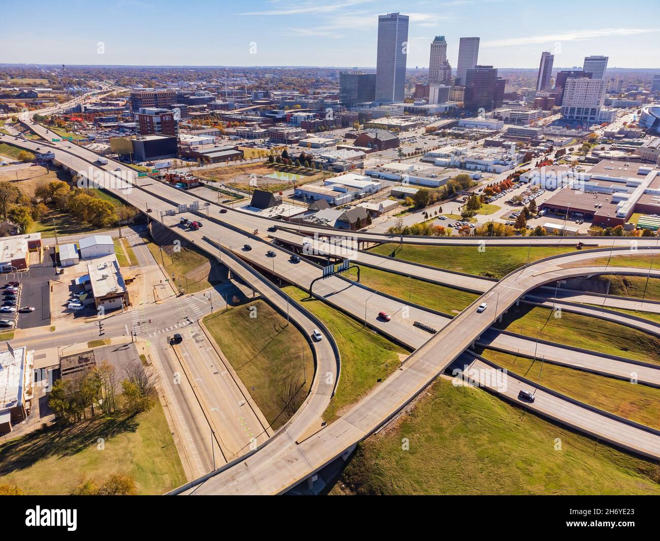 Aerial view of the Tulsa downtown at Oklahoma Stock Photo - Alamy