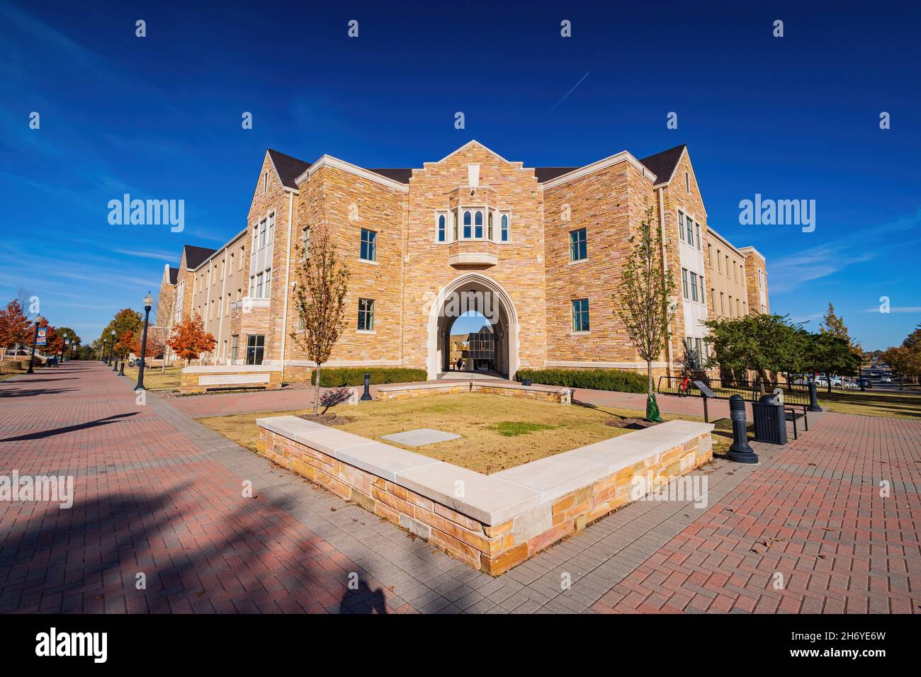 Sunny view of the beautiful campus of The University of Tulsa at ...