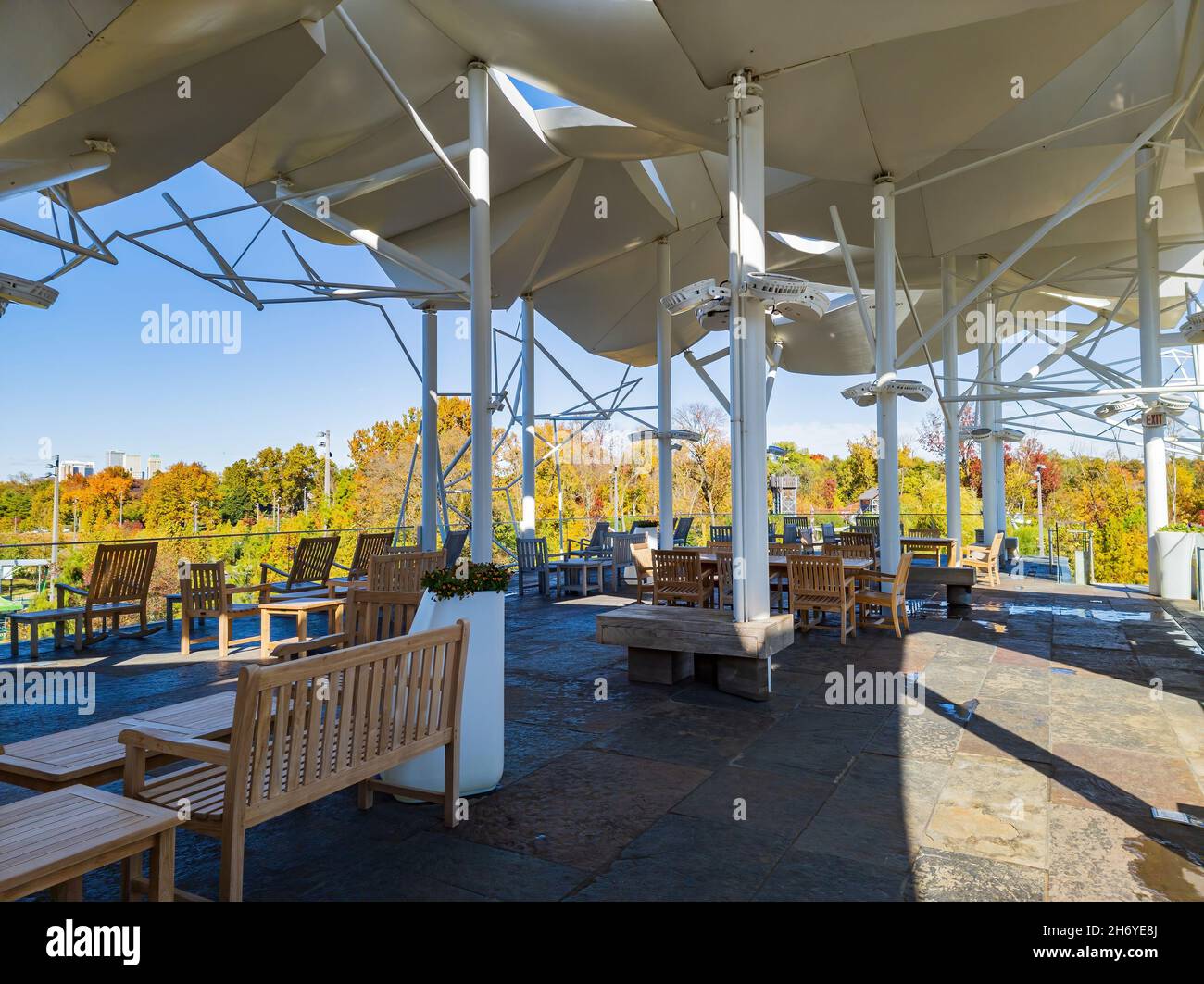 Beautiful fall color of the Gathering Place at Tulsa, Oklahoma Stock ...