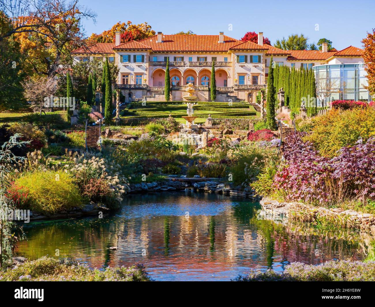 Beautiful fall color and mansion in the famous Philbrook Museum of Art ...