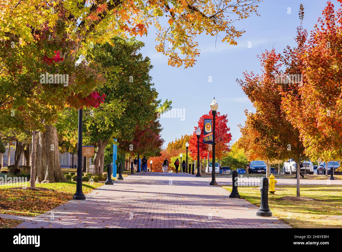 Tulsa, NOV 15 2021 - Sunny view of the beautiful campus of The ...