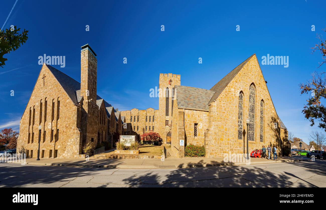 Tulsa, NOV 15 2021 - Sunny view of the United Methodist Church of The ...