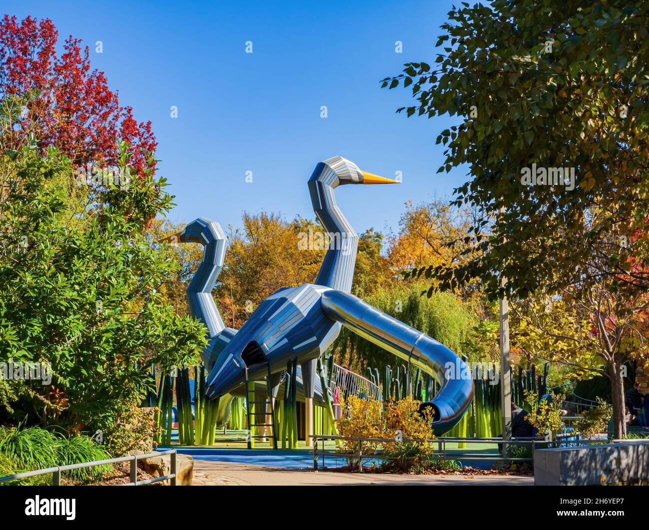 Tulsa, NOV 12 2021 - Beautiful fall color of the Gathering Place Stock ...