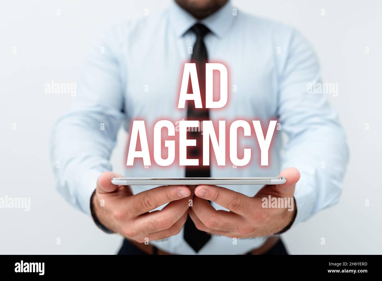 Text caption presenting Ad Agency. Business approach business dedicated ...