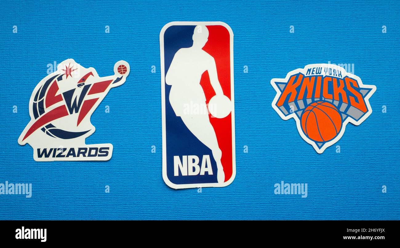 October 1, 2021, Springfield, USA, Emblems of the New York Knicks and ...