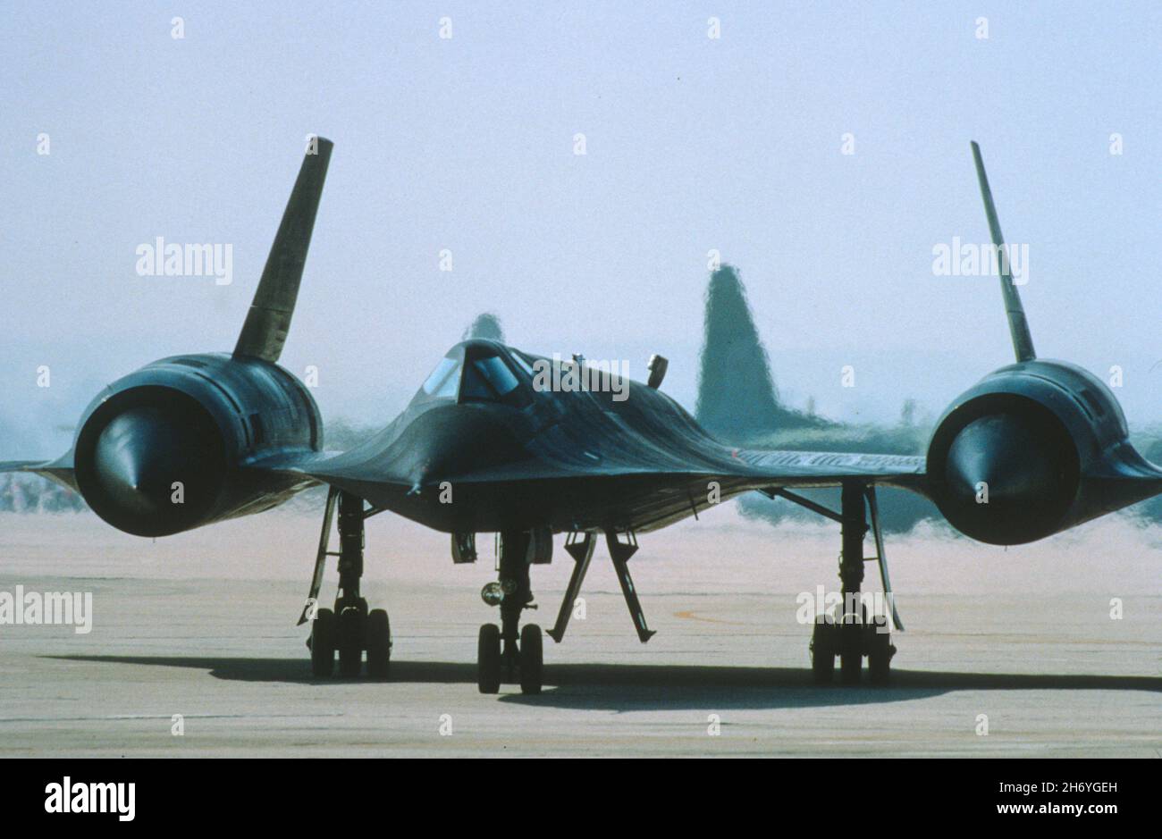 SR-71 on moving on the tarmac at March Air Force Base, California Stock ...