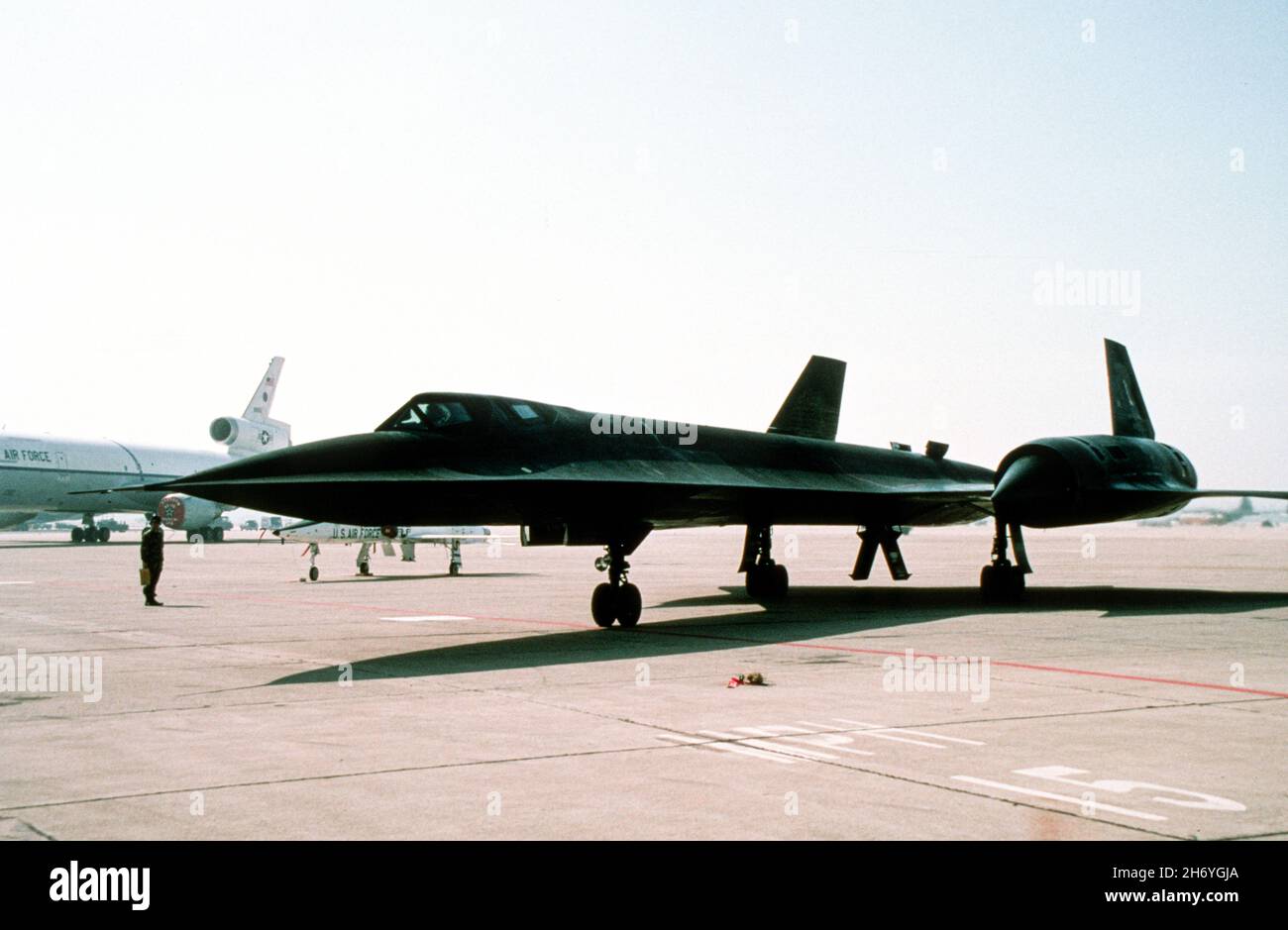 Lockheed SR-71 taxis into position after landing at March Air Force ...