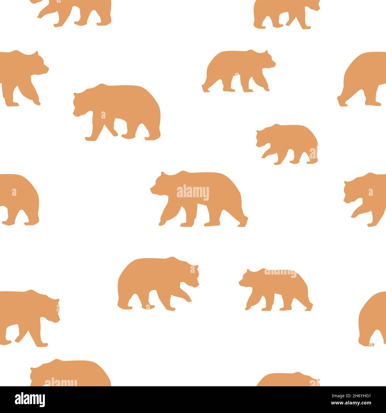 Funny cute seamless pattern multiple bear, in orange and white ...