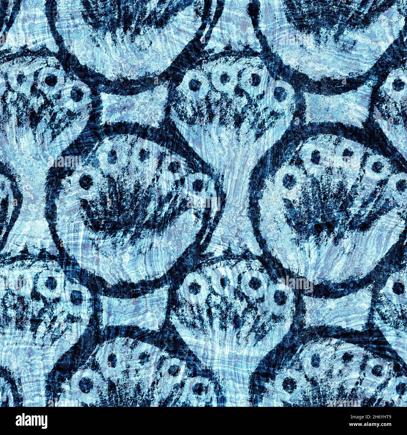 Seamless indigo block print texture on navy blue woven effect ...