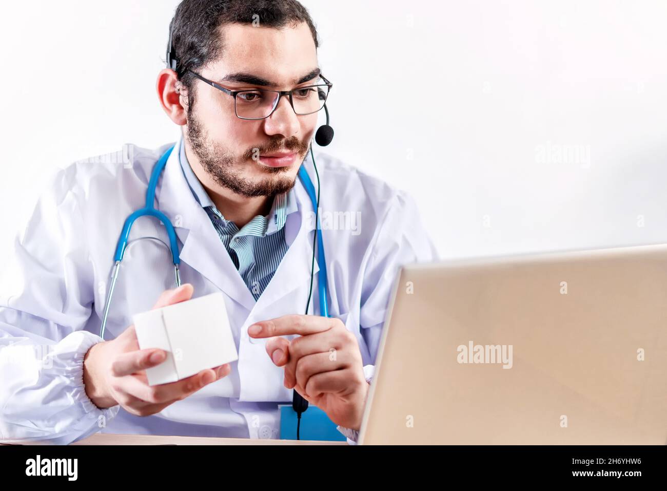 Caucasian doctor prescribing medication patient hi-res stock ...