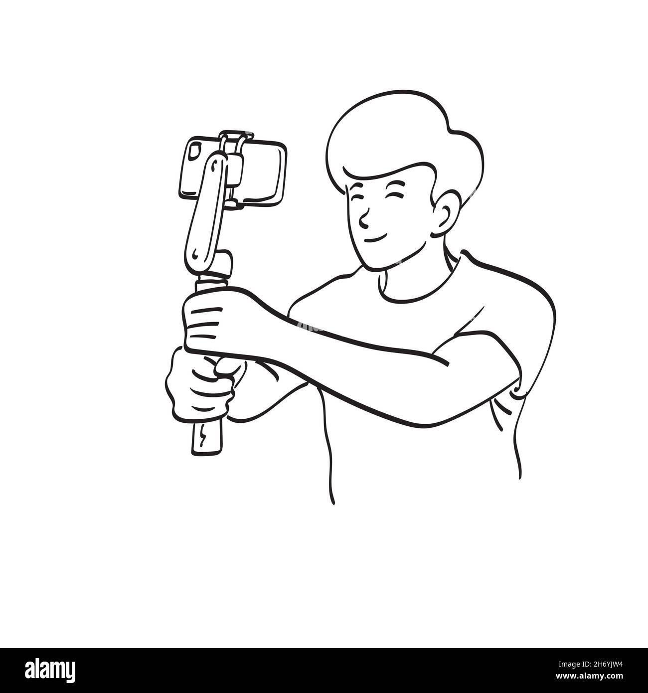 line art man using a gimbal stabilizer illustration vector isolated on ...