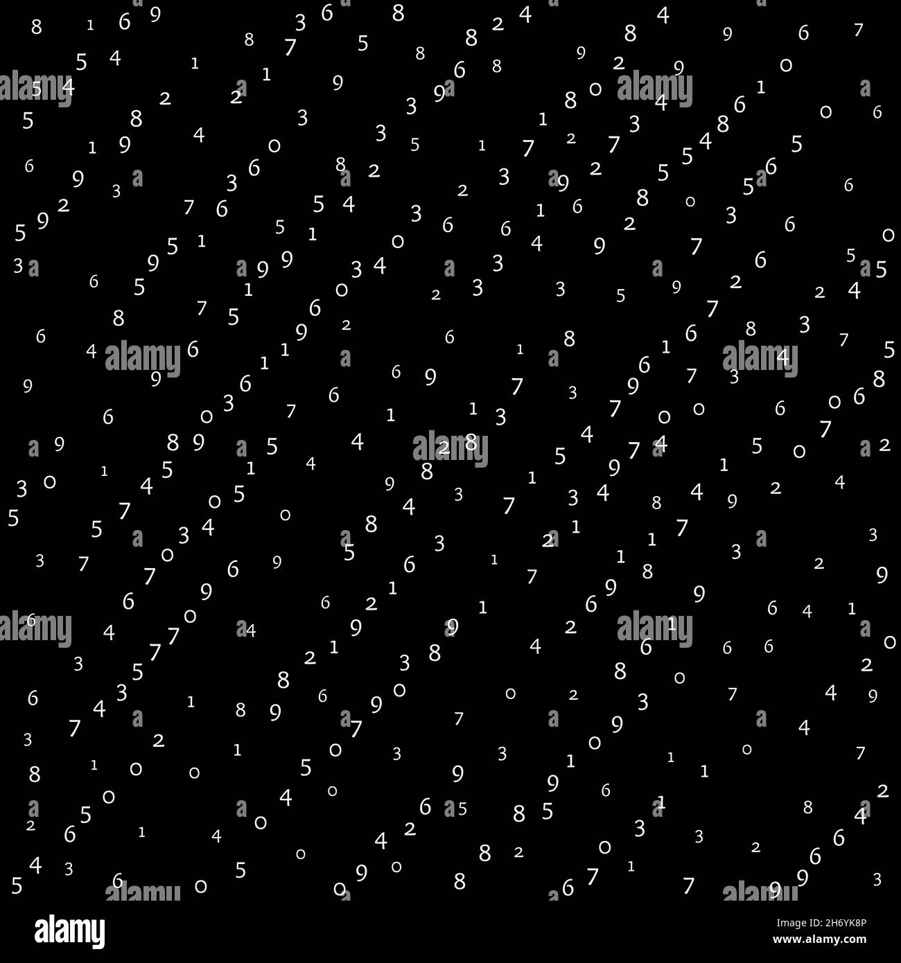 Falling numbers, big data concept. Binary white orderly flying digits ...