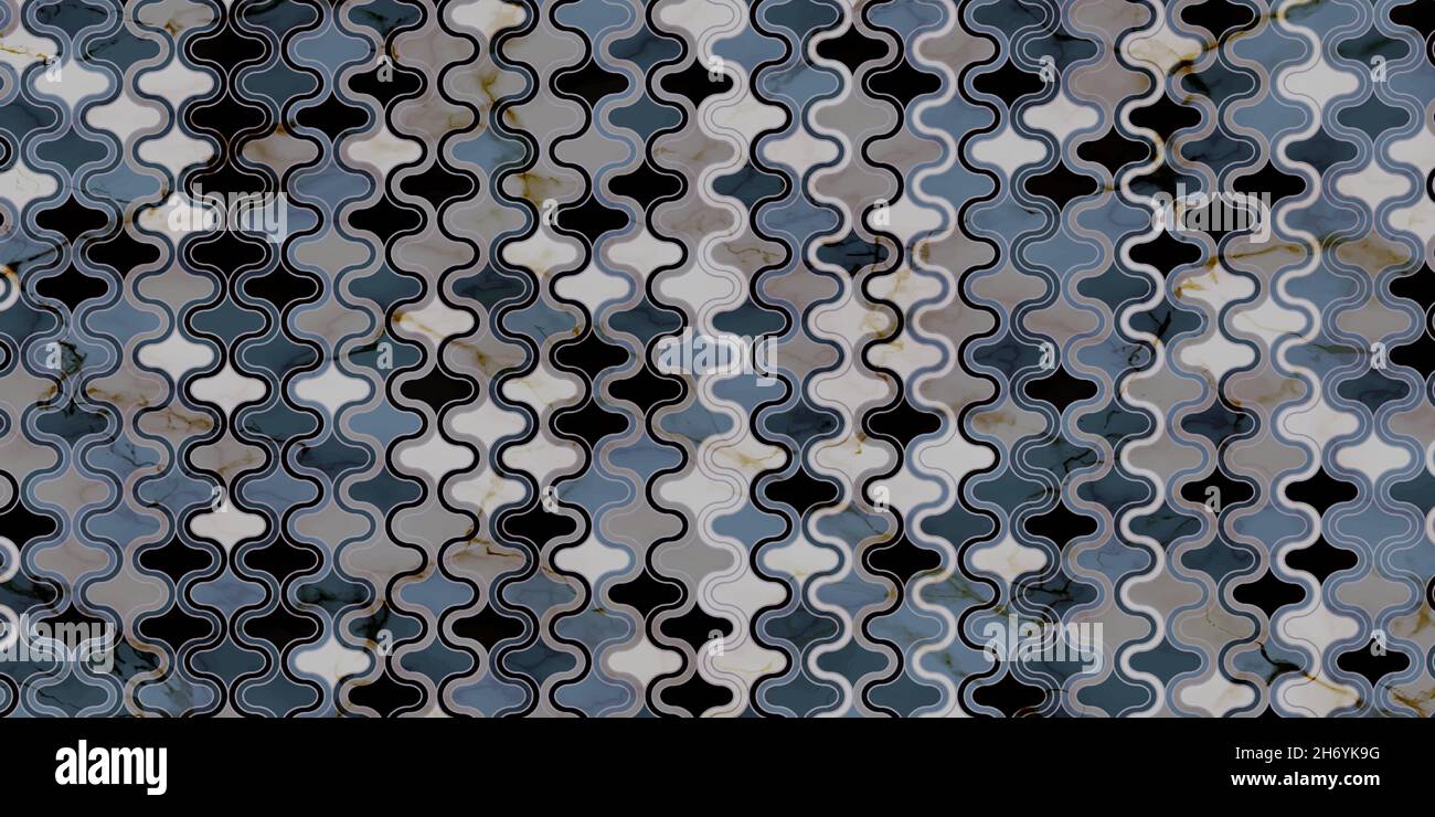 Geometric pattern with wave curve lines retro style. Dark background of ...