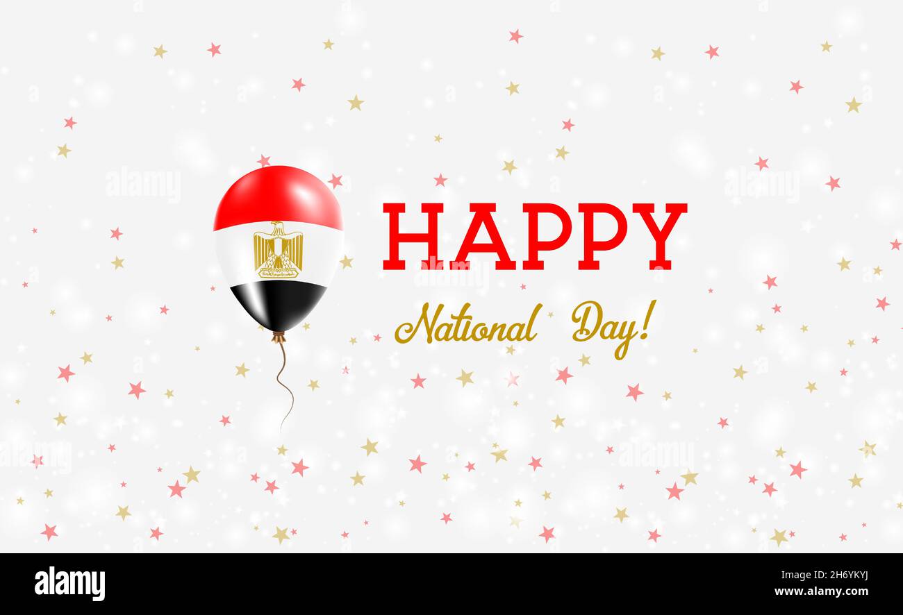 Egypt National Day patriotic poster. Flying Rubber Balloon in Colors of ...