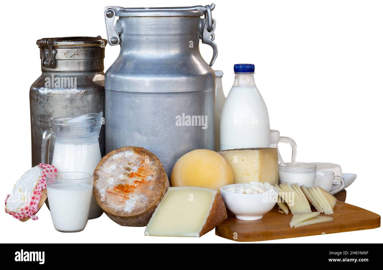 Composition of dairy products Stock Photo - Alamy