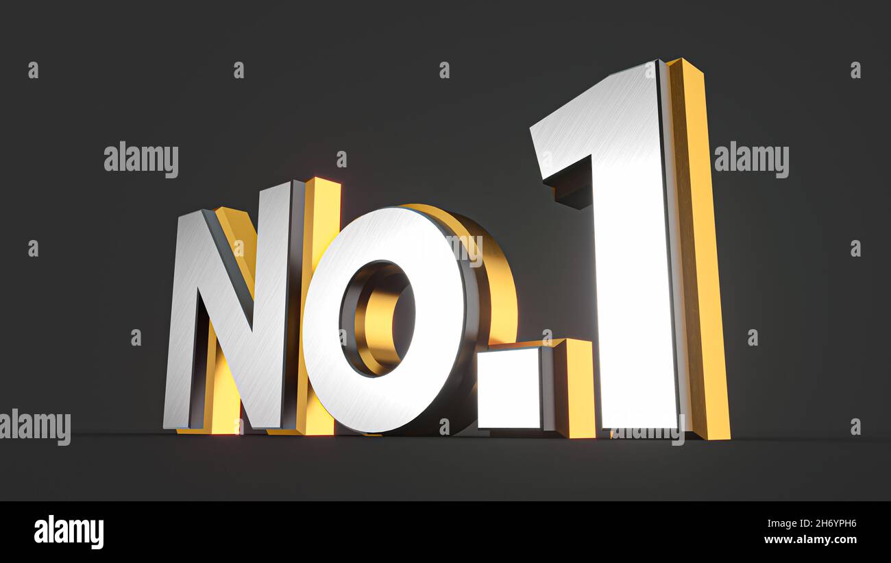 3D rendered No 1 text in silver and gold Stock Photo - Alamy