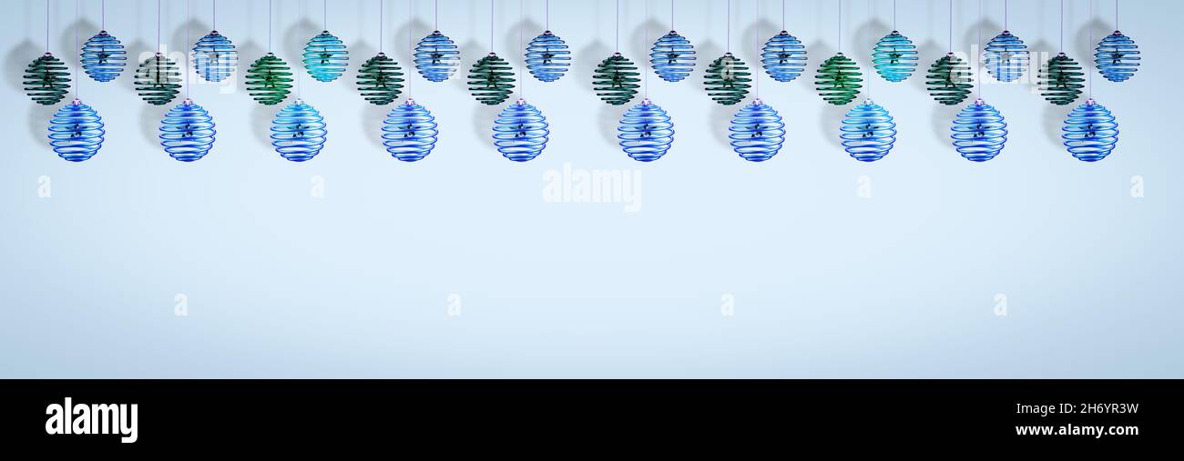 Hanging Christmas decoration spiral baubles heading banner with copy ...