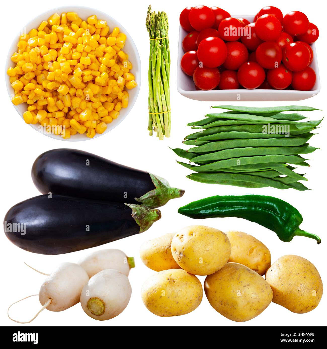 Colorful collage of fresh vegetables isolated on white Stock Photo - Alamy