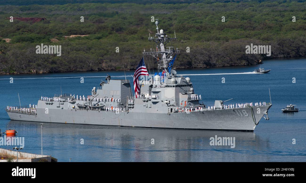 The U.S. Navy’s newest guided-missile destroyer, the USS Daniel Inouye ...