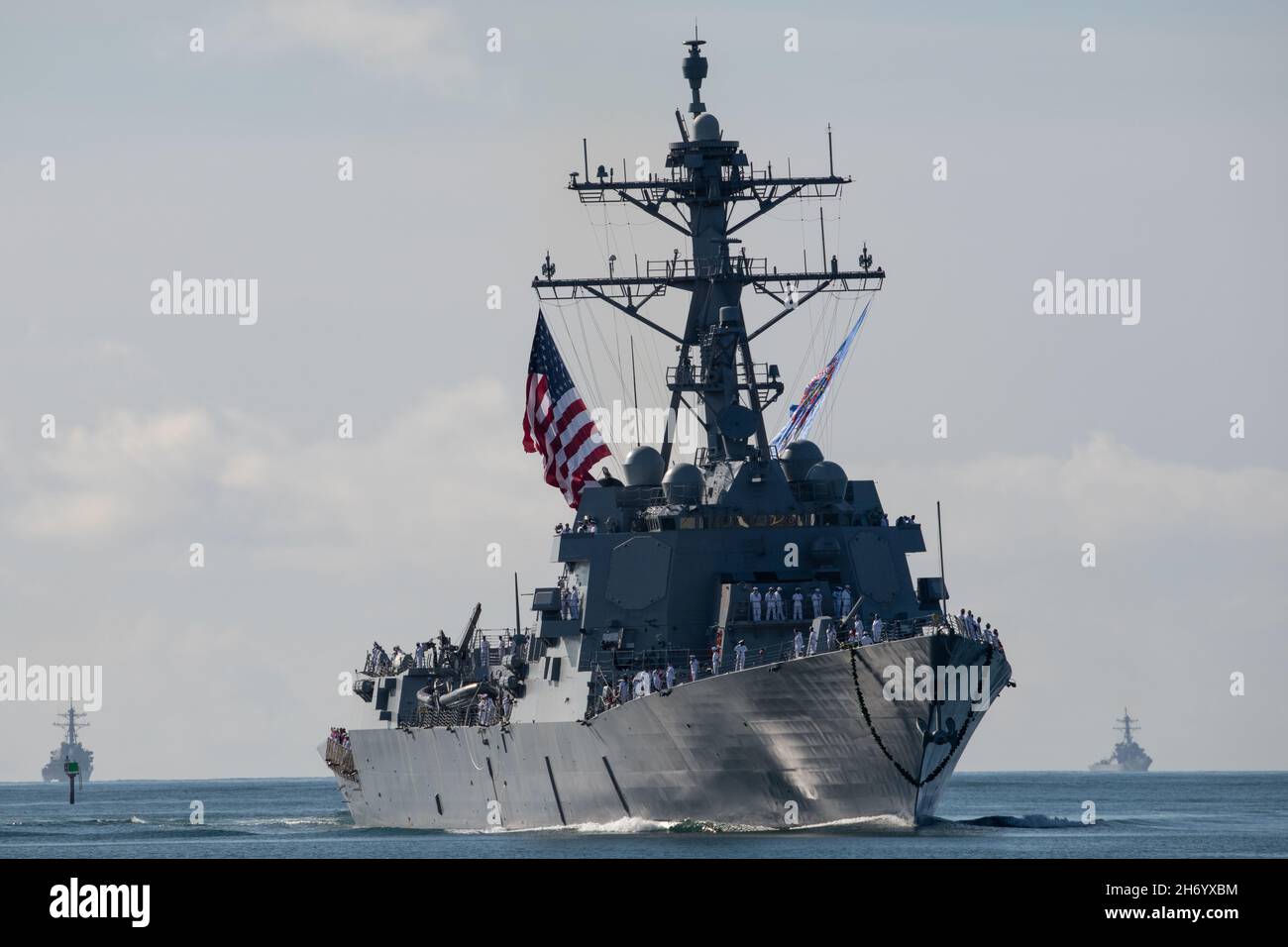 The U.S. Navy’s newest guided-missile destroyer, the USS Daniel Inouye ...