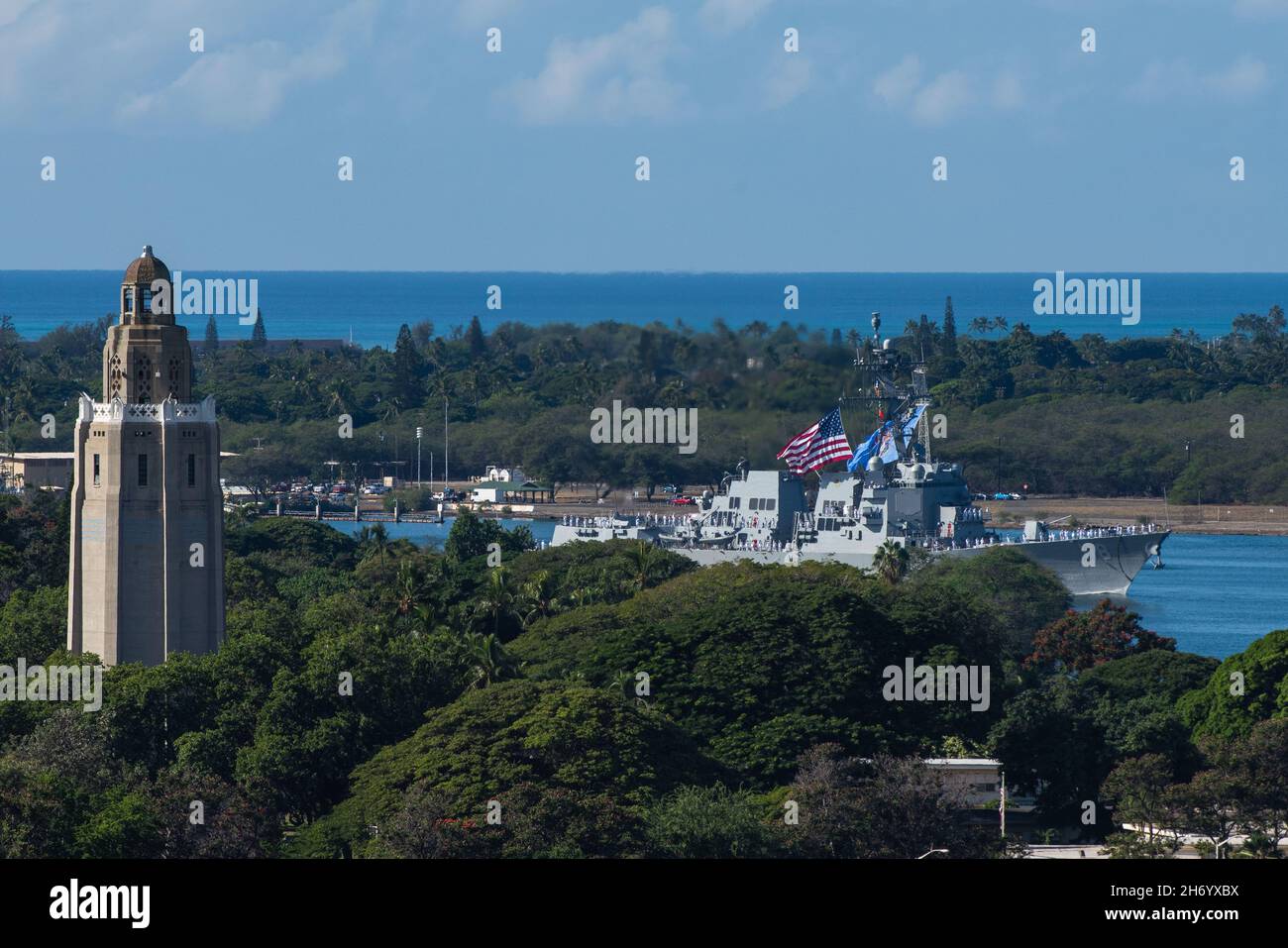 The U.S. Navy’s newest guided-missile destroyer, the USS Daniel Inouye ...