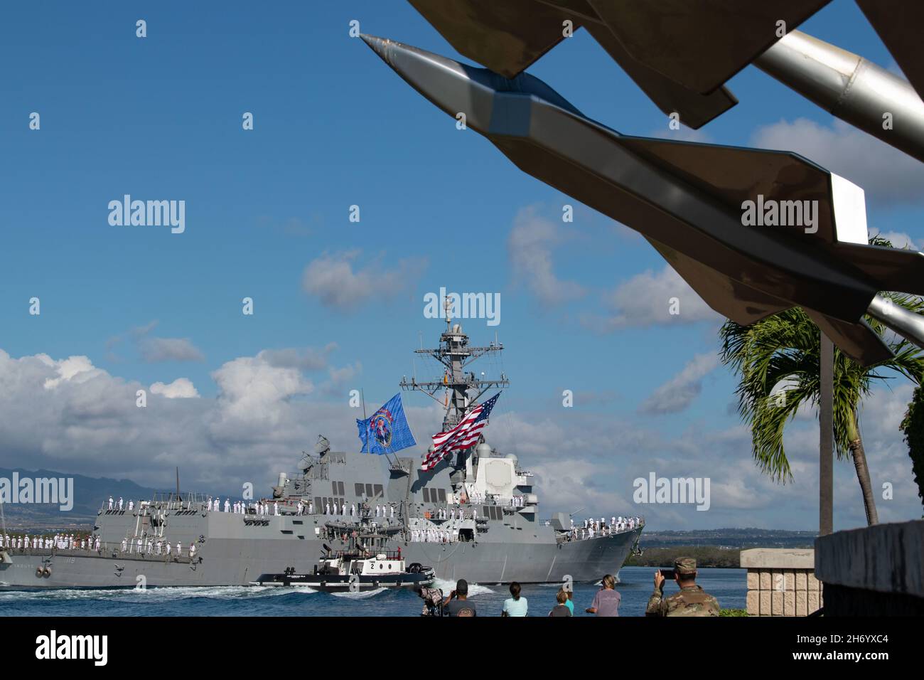 The U.S. Navy’s newest guided-missile destroyer, the USS Daniel Inouye ...