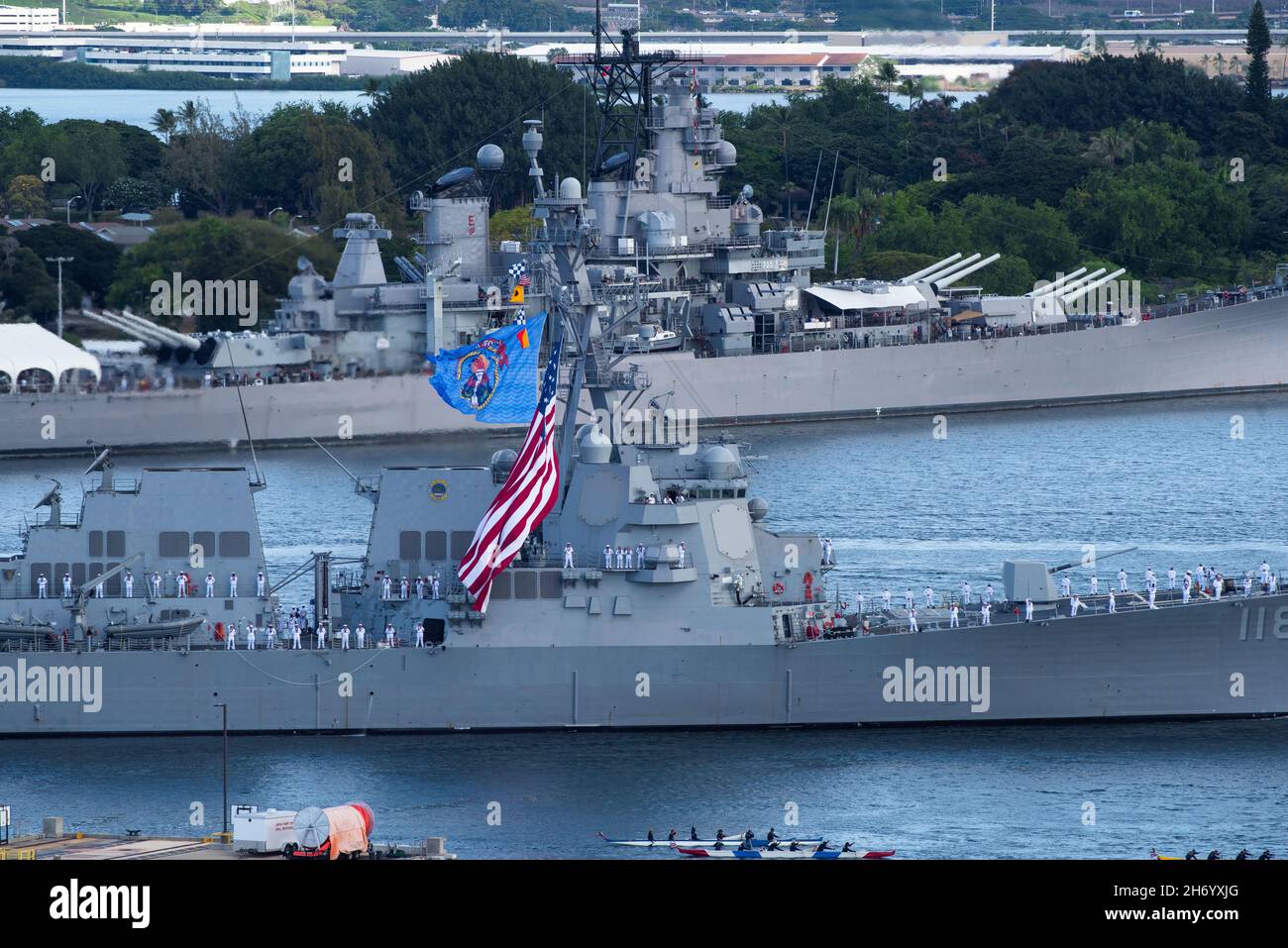 The U.S. Navy’s newest guided-missile destroyer, the USS Daniel Inouye ...