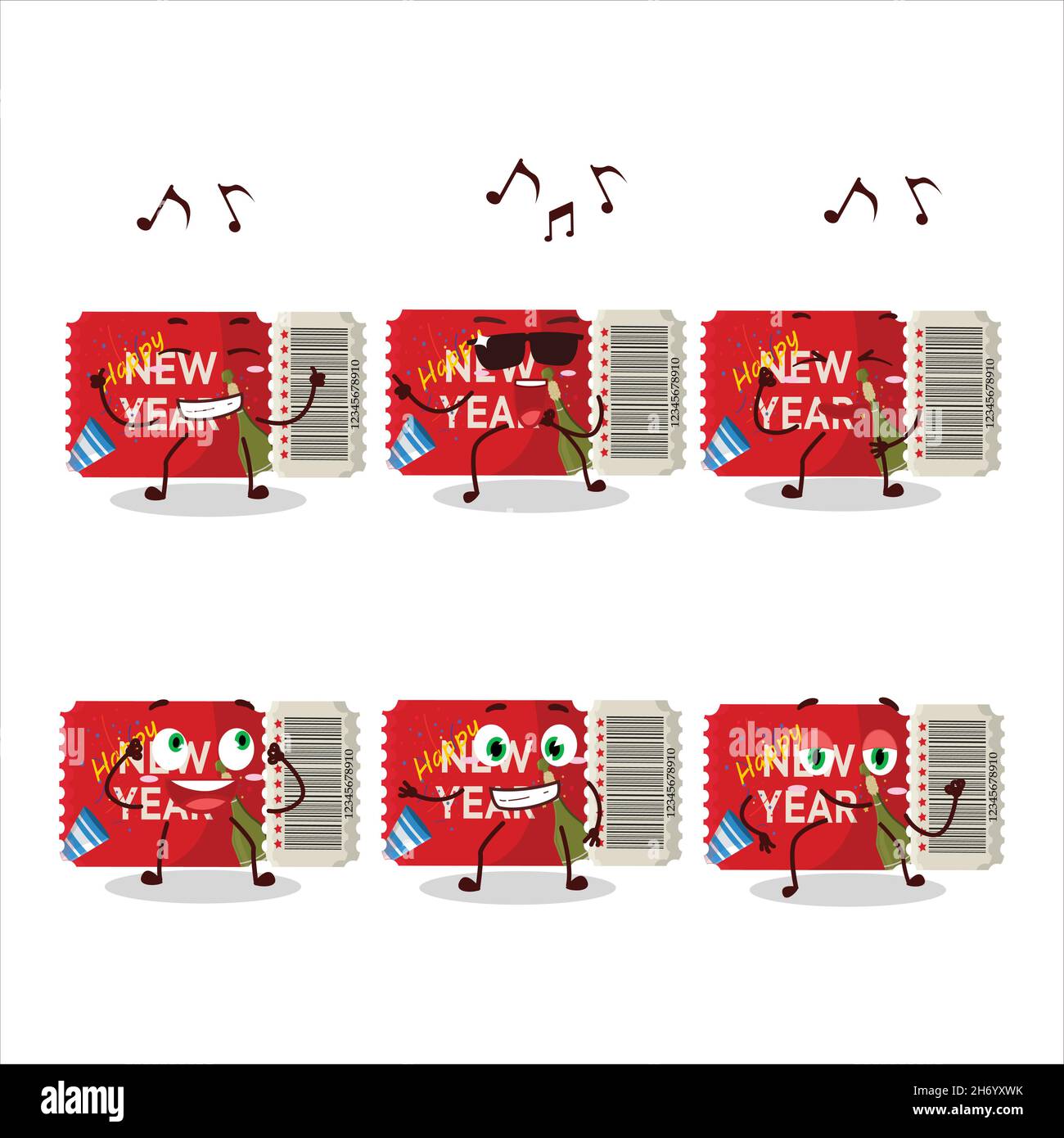 An image of new year ticket dancer cartoon character enjoying the music ...