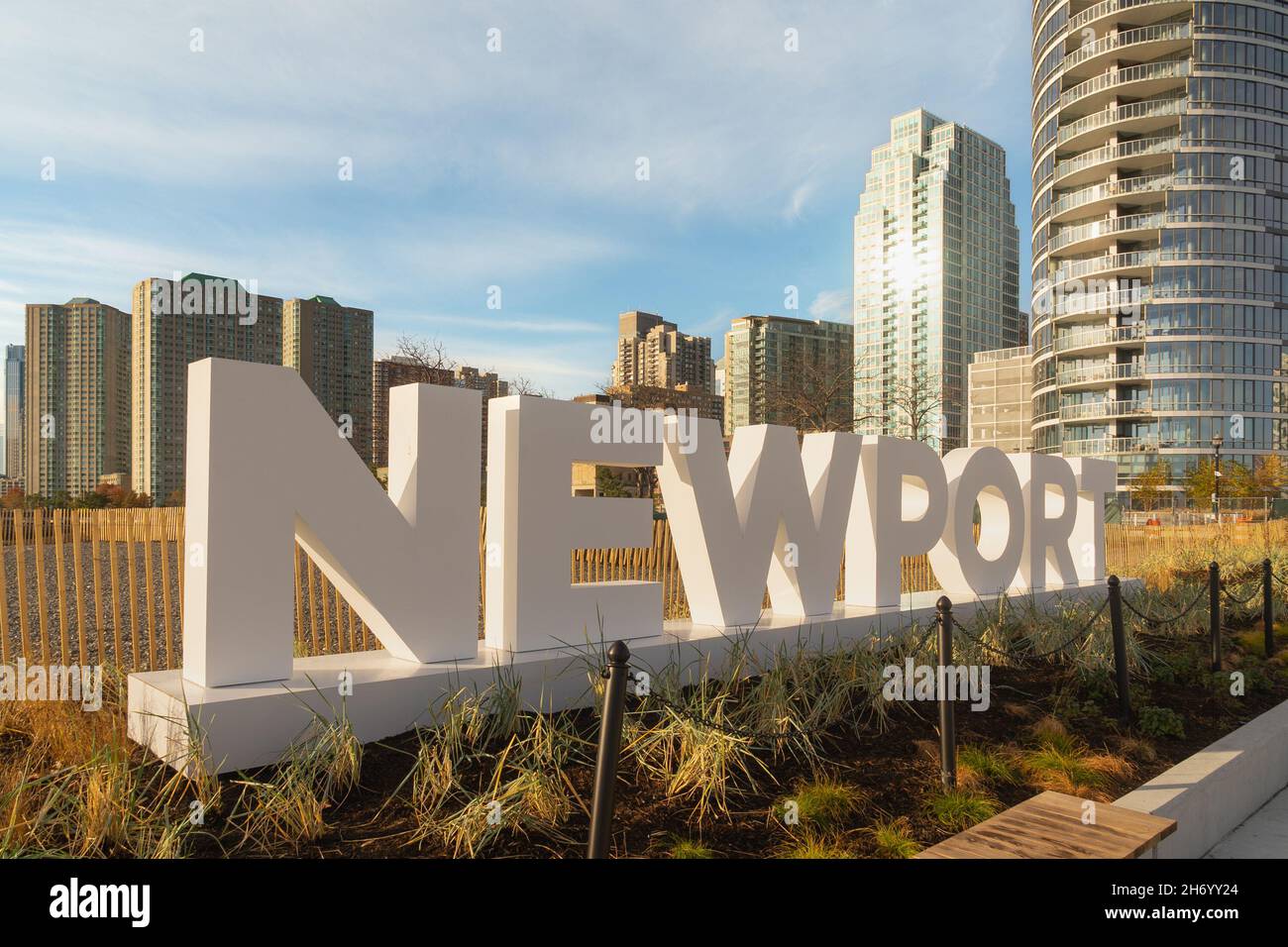Jersey City, NJ - USA - Nov. 14, 2021: Horizontal view of the Newport ...
