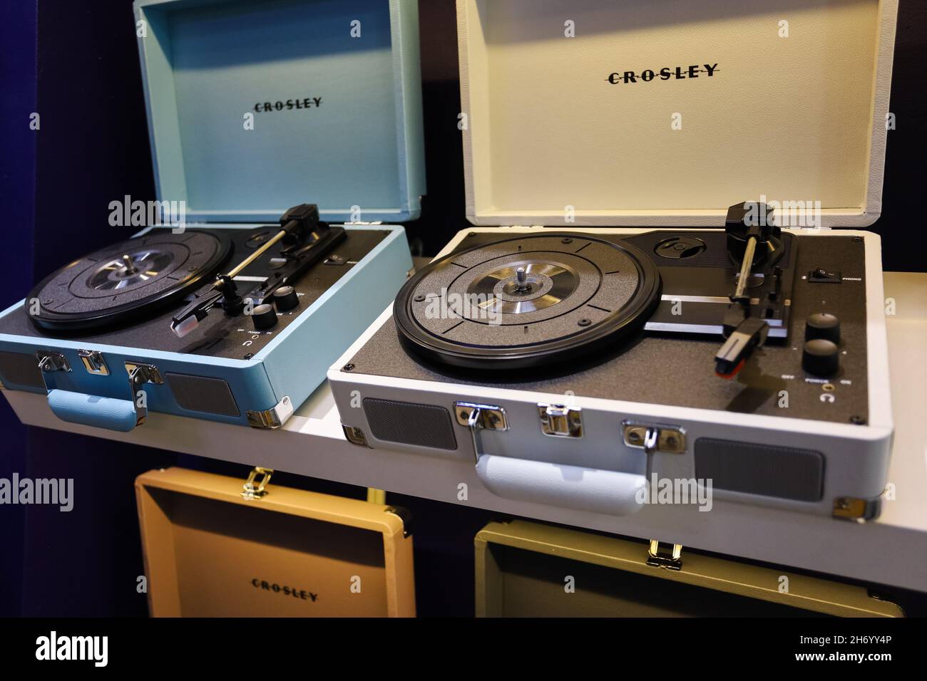 Vinyl players on a display shelf. High quality photo Stock Photo - Alamy