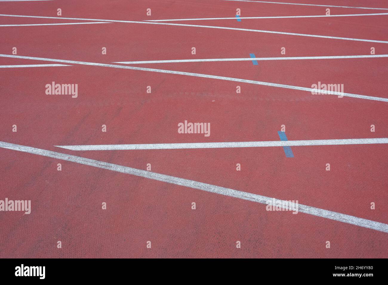 Blank running tracks white in stadium for competition or ordering ...