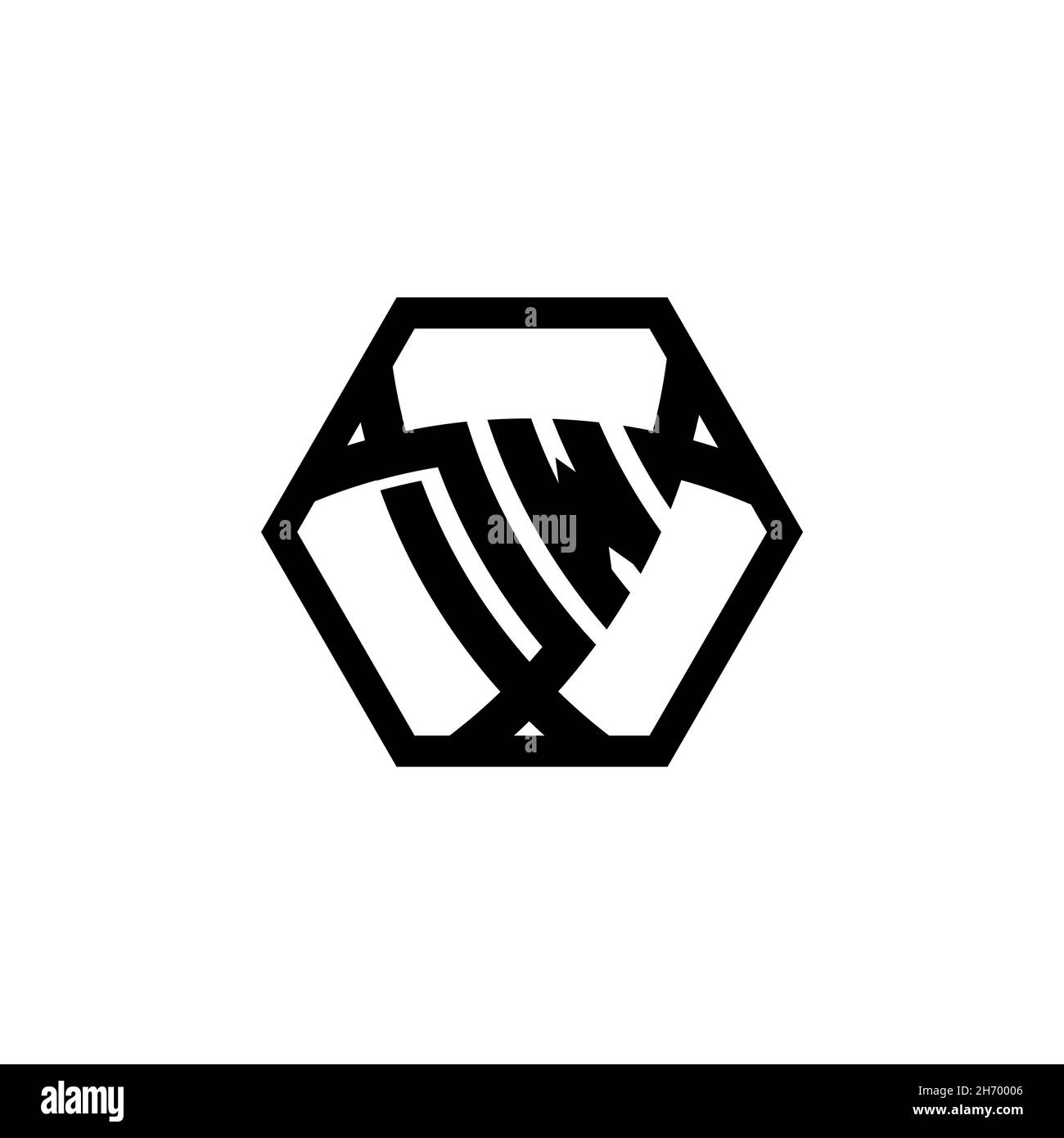 DW Monogram logo letter with triangle shield shape hexagonal rounded ...