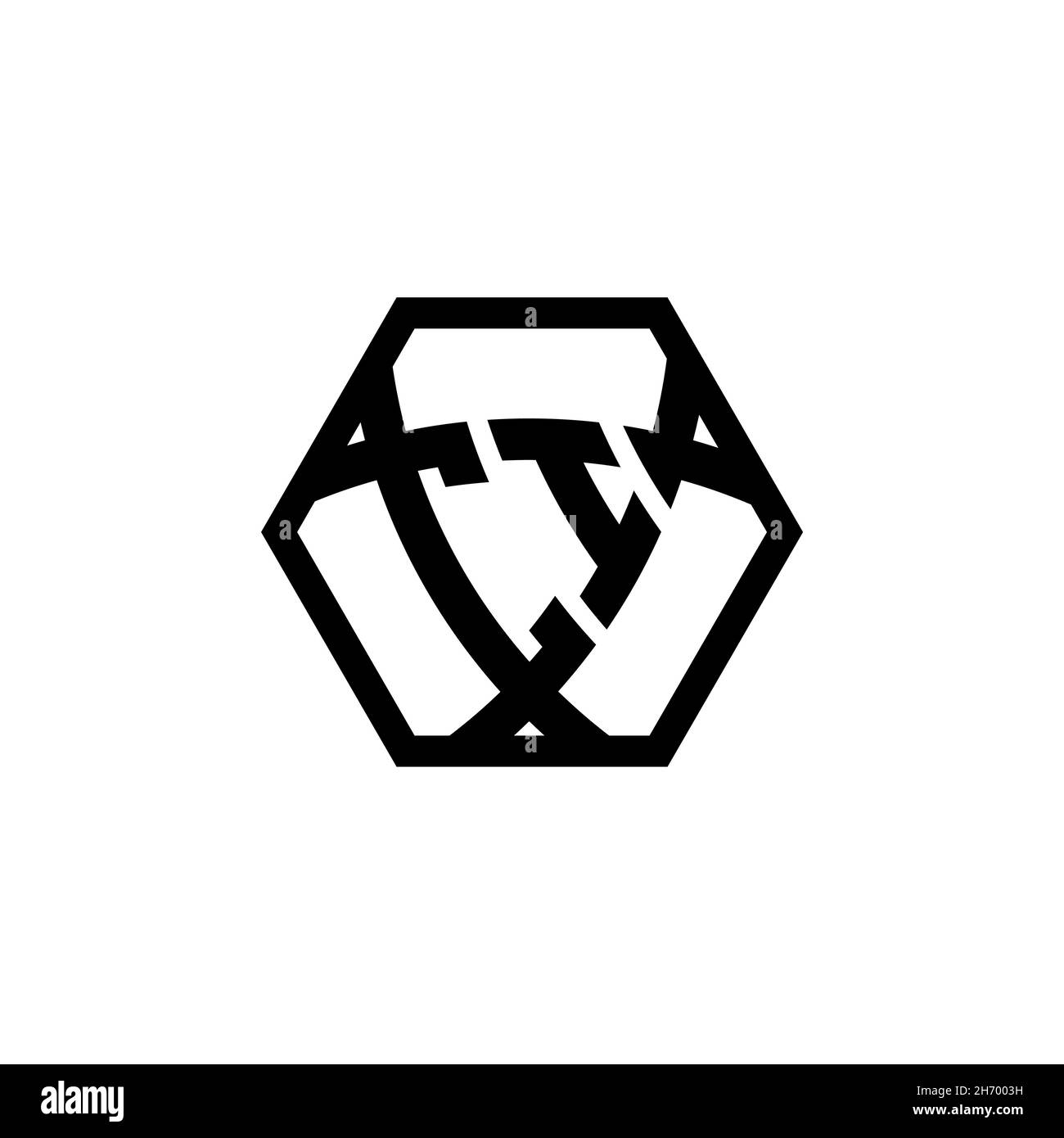 CI Monogram logo letter with triangle shield shape hexagonal rounded ...
