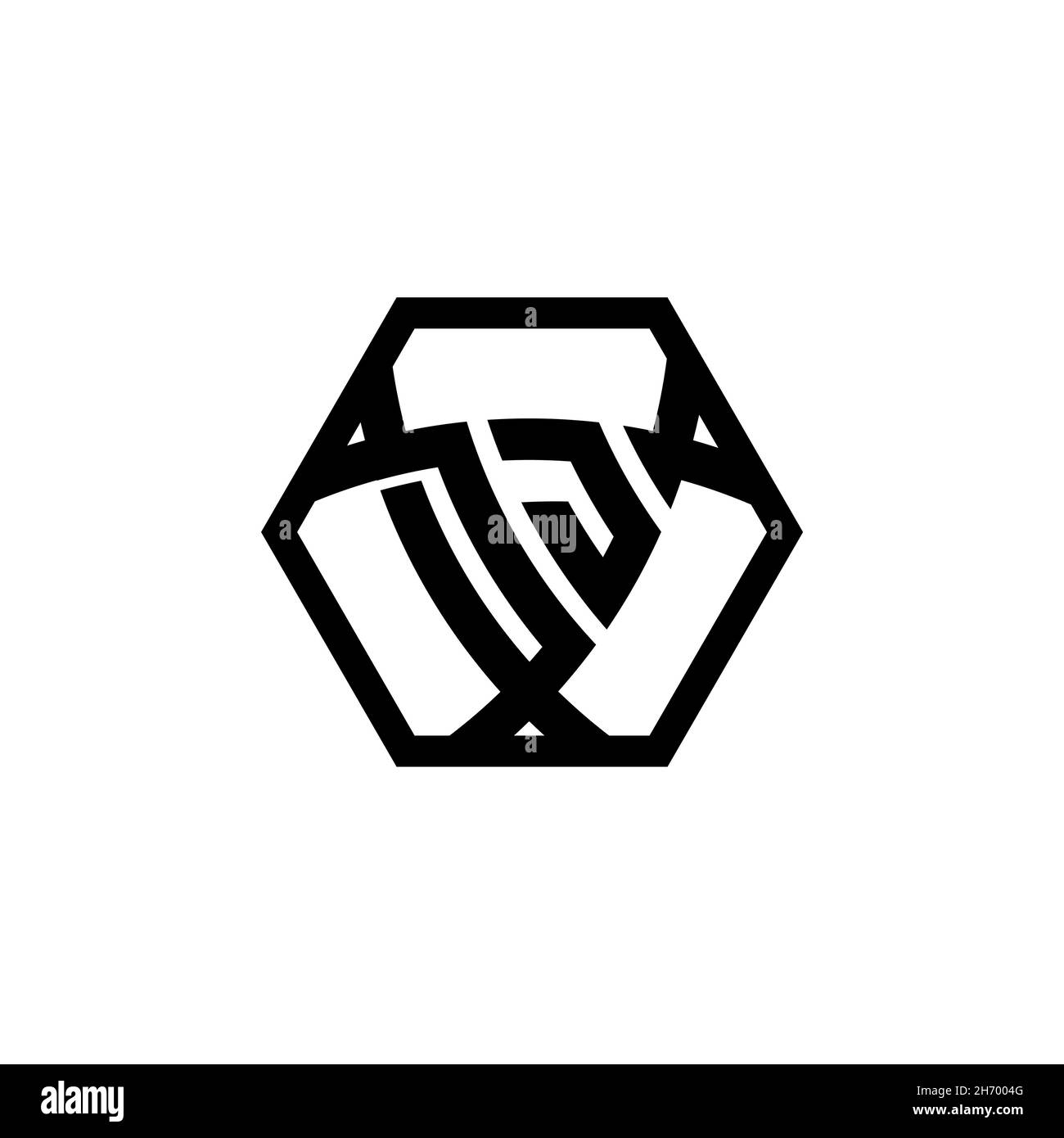 DJ Monogram logo letter with triangle shield shape hexagonal rounded ...