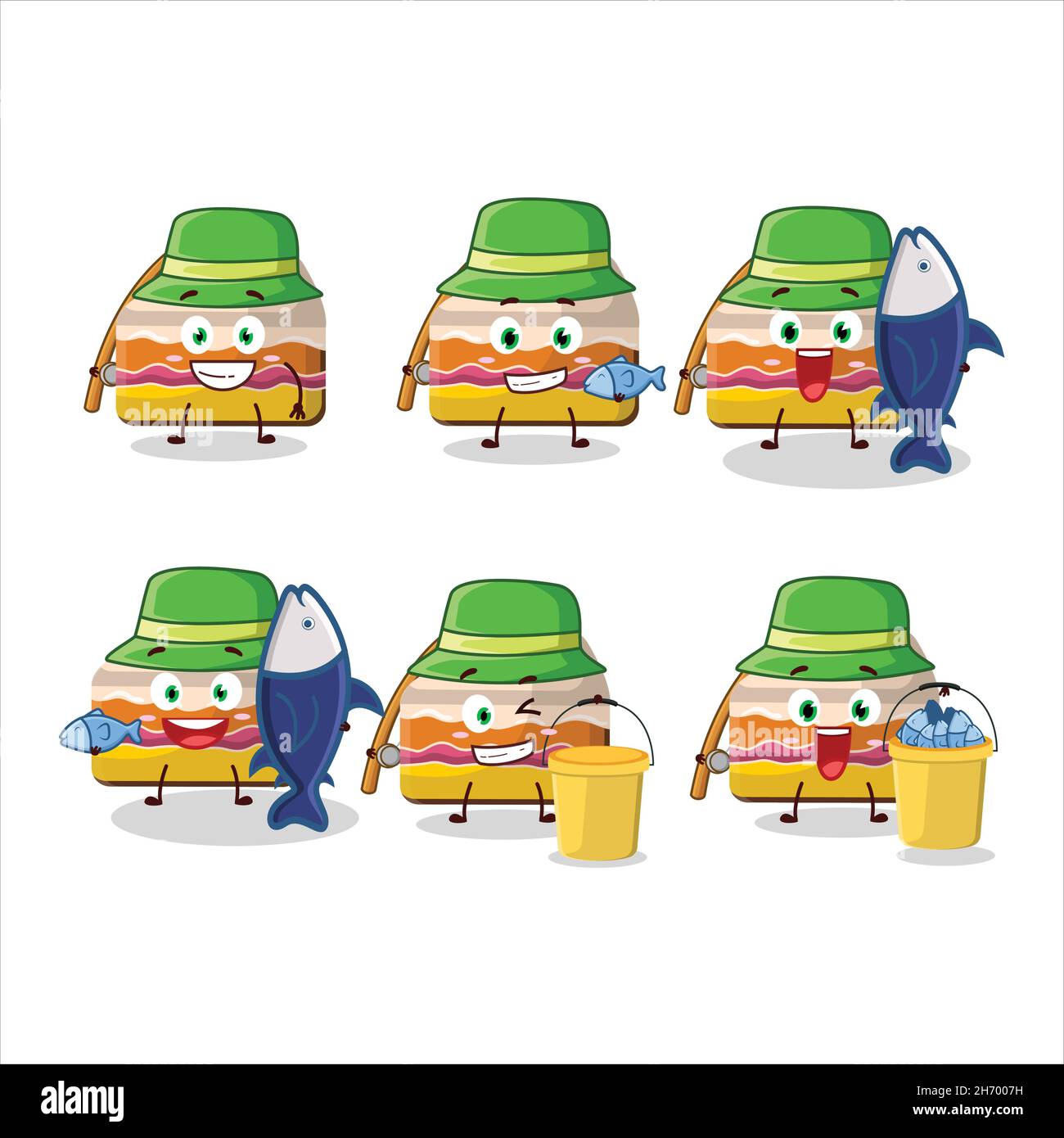 A fisherman slice of strawberry pudding cake cartoon picture catch a ...