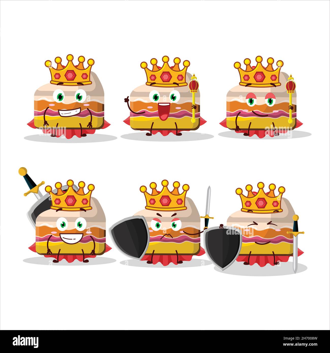 A Charismatic King slice of strawberry pudding cake cartoon character ...